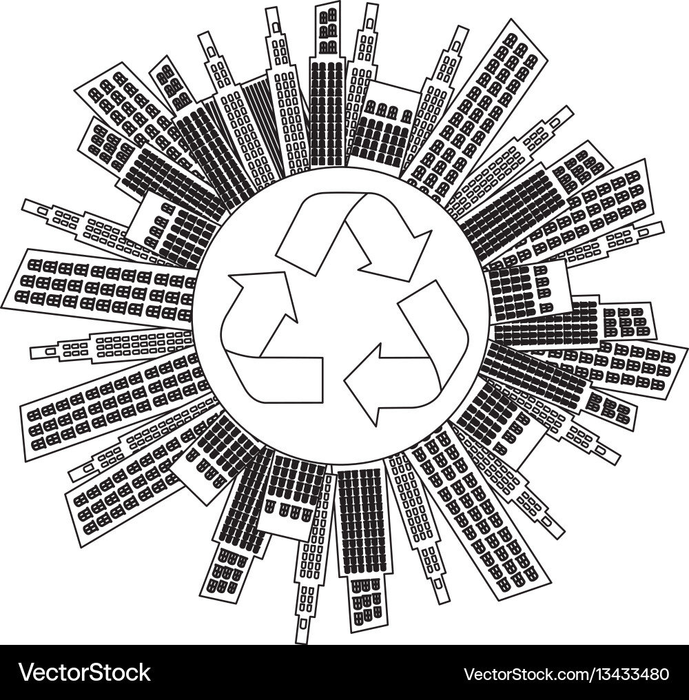 Figure city with build and help environment icon Vector Image