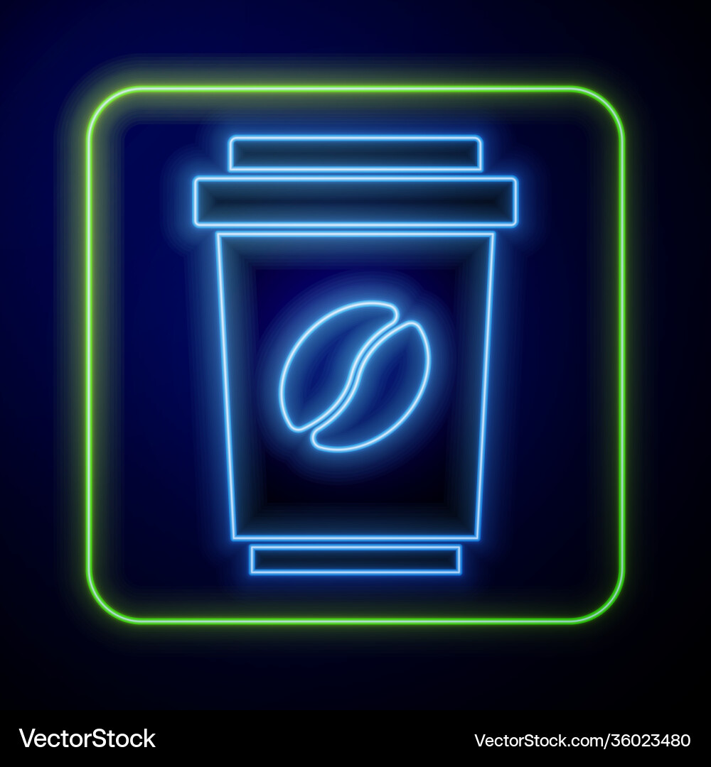 Glowing neon coffee cup to go icon isolated Vector Image