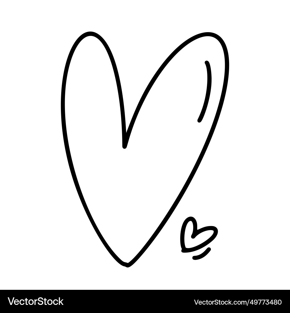 Hand drawn love heart logo line Royalty Free Vector Image