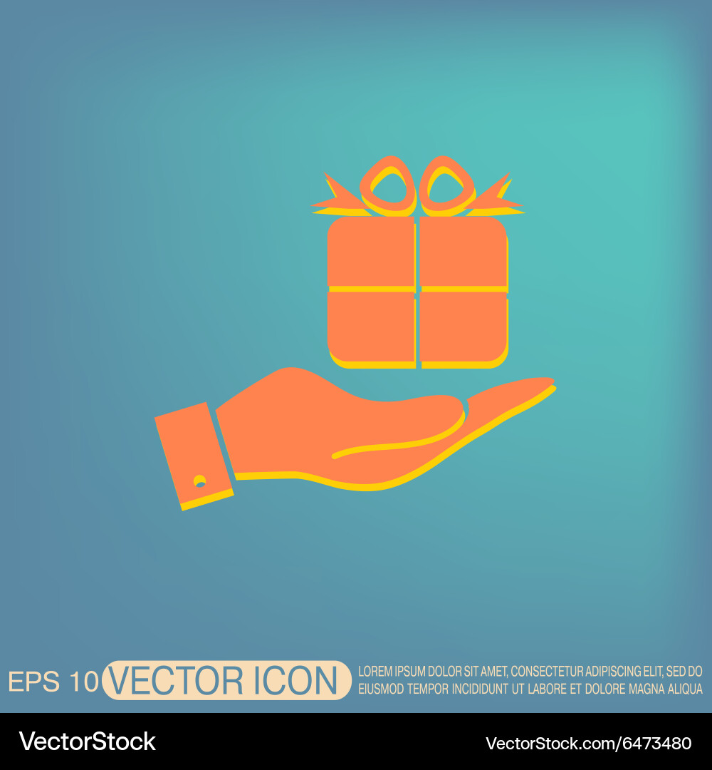 Hand holding a holiday gift box icon Royalty Free Vector