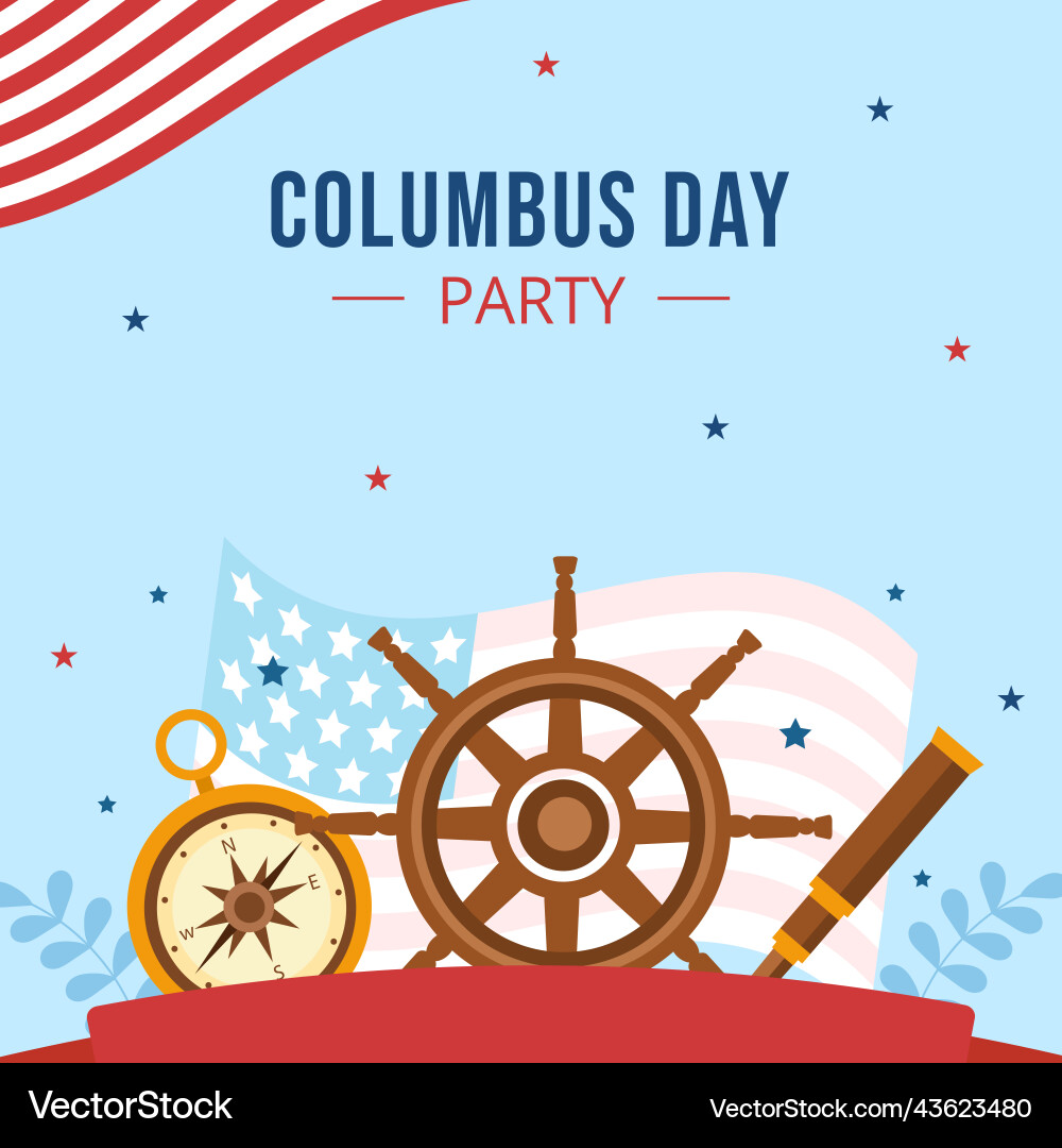 Happy columbus day background template hand drawn Vector Image