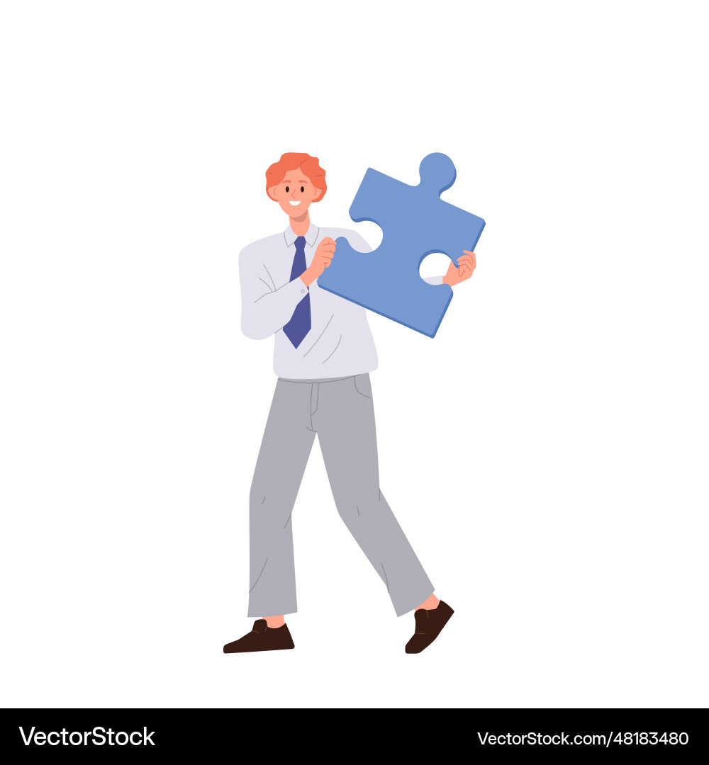 Happy smiling cheerful office worker with huge Vector Image