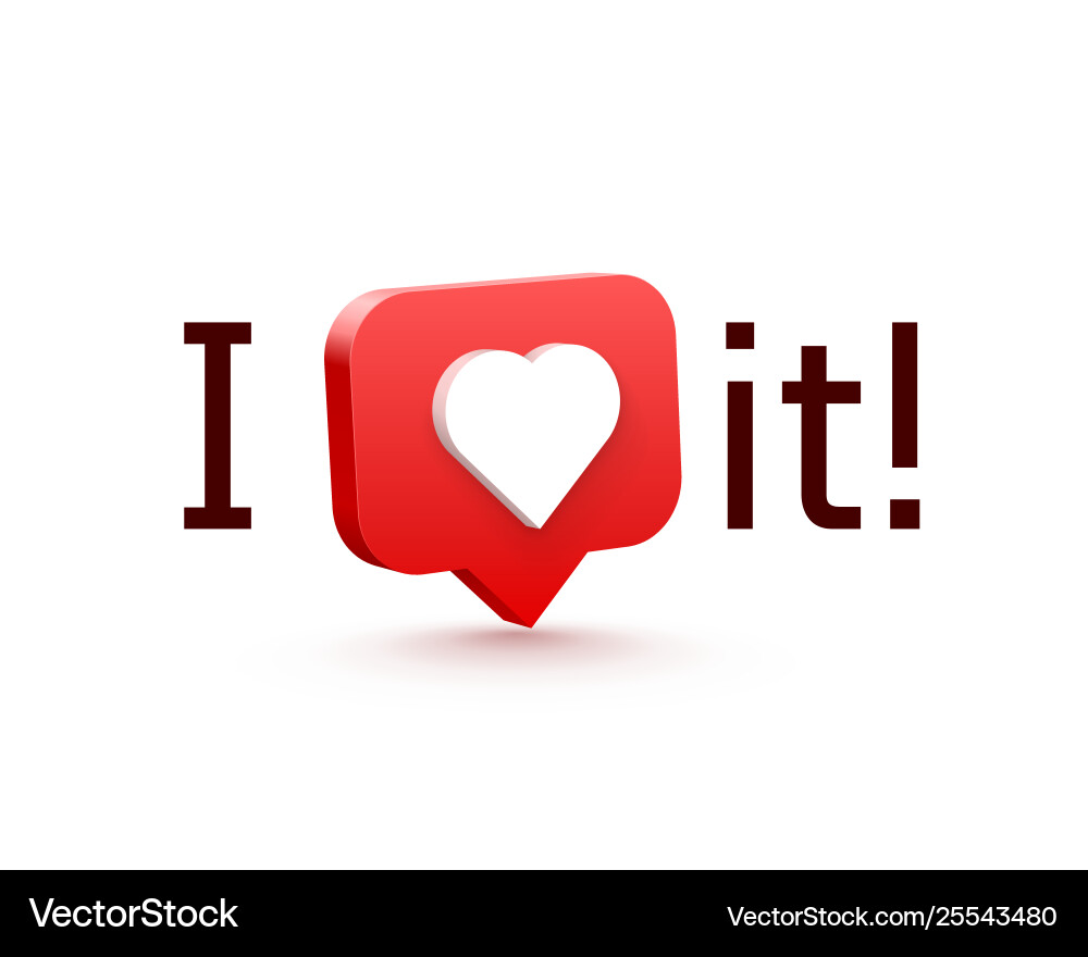 I like it 3d heart social network white Royalty Free Vector