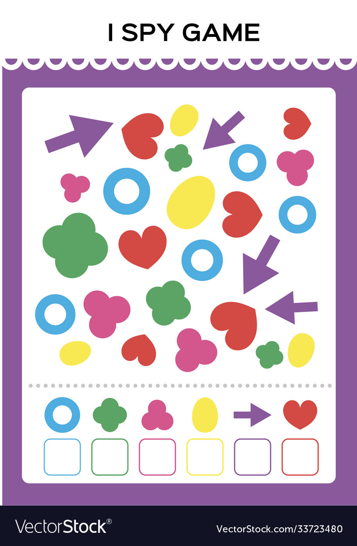 I spy game find and count shapes for toddlers Vector Image