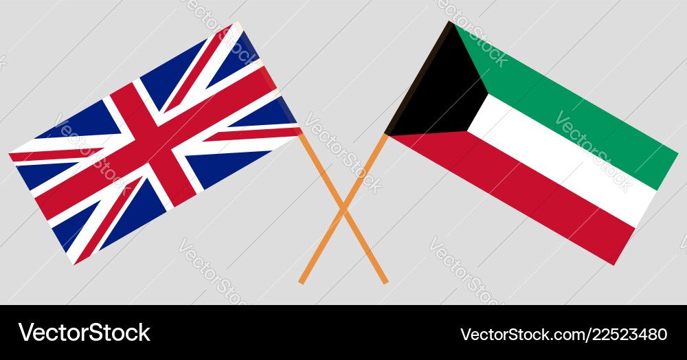 Kuwait and uk kuwaiti british flags Royalty Free Vector