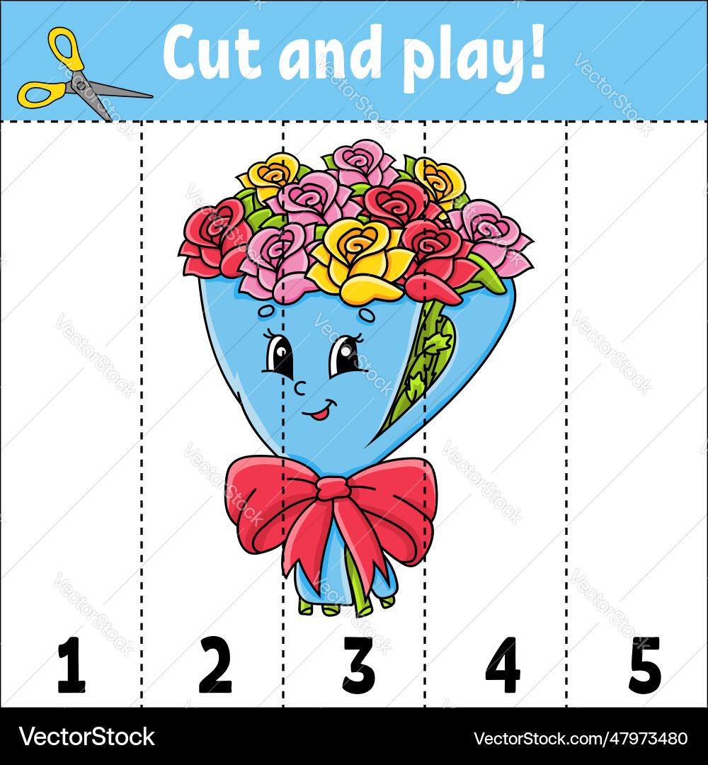 Learning numbers 1-5 cut and play education Vector Image