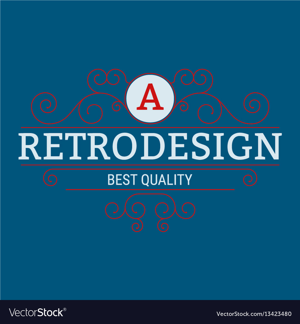 Linear blue monogram Royalty Free Vector Image