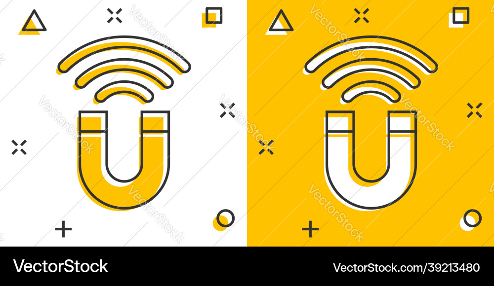 Magnet icon in comic style attract cartoon Vector Image