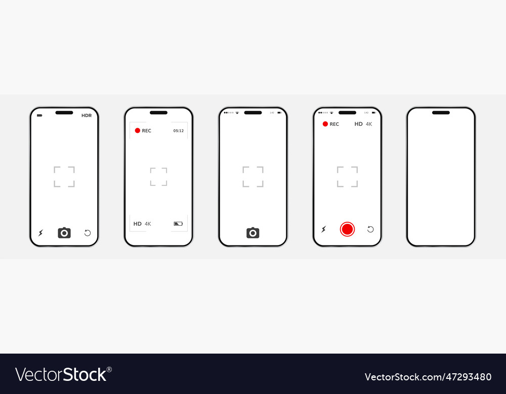 Mobile phone screen camera interface Royalty Free Vector