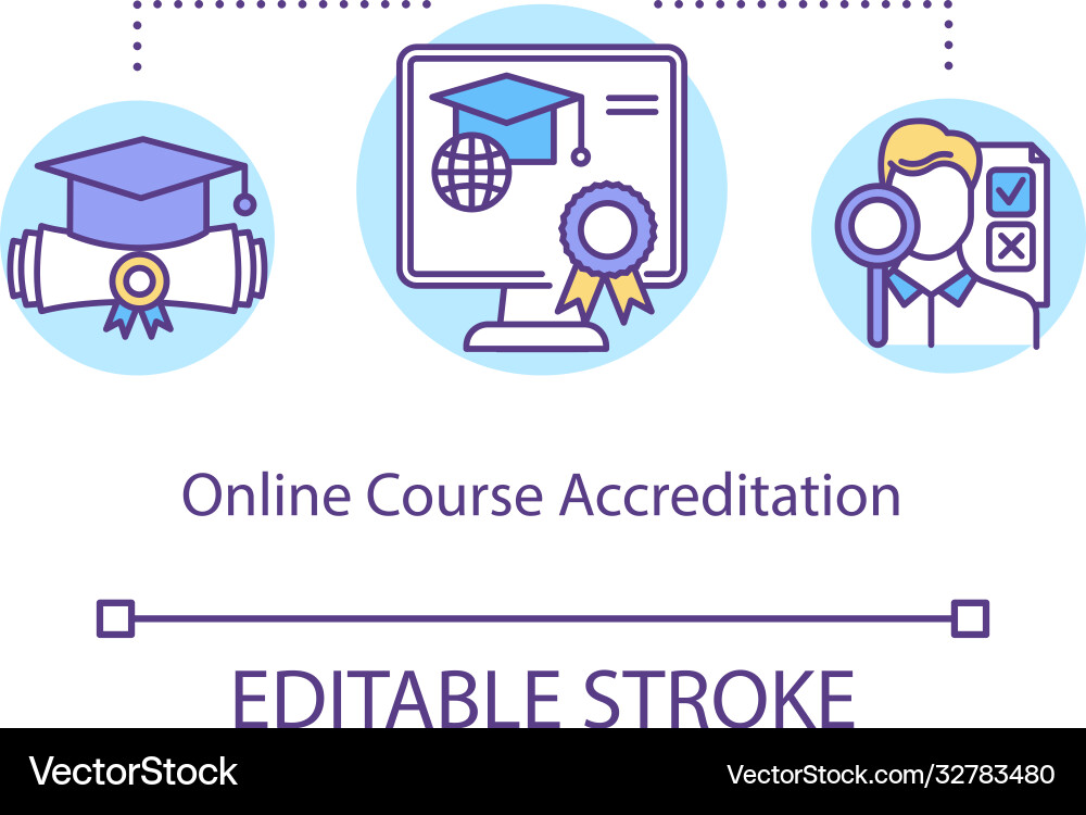 Online course accreditation concept icon Vector Image