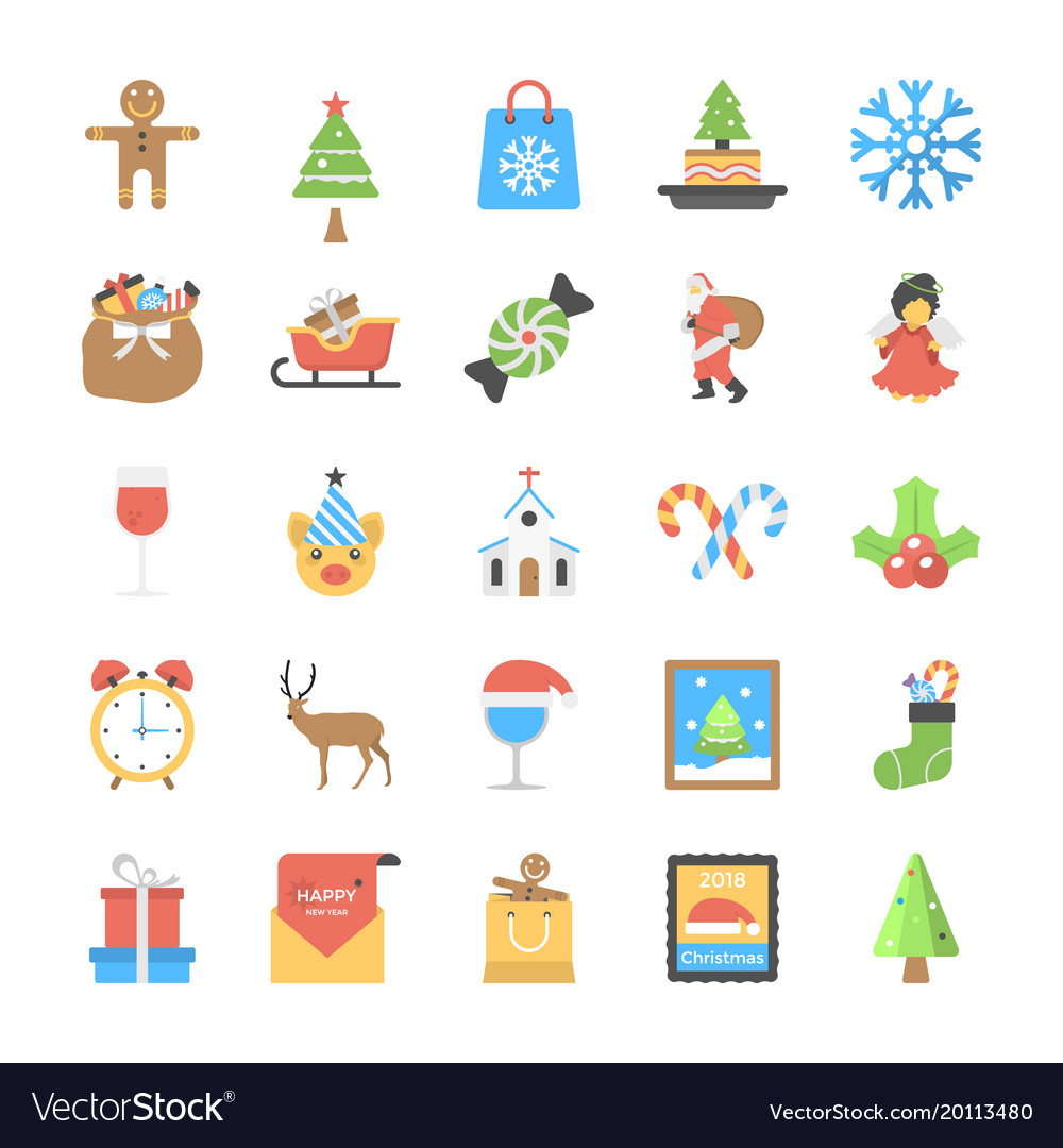 Pack of flat christmas Royalty Free Vector Image