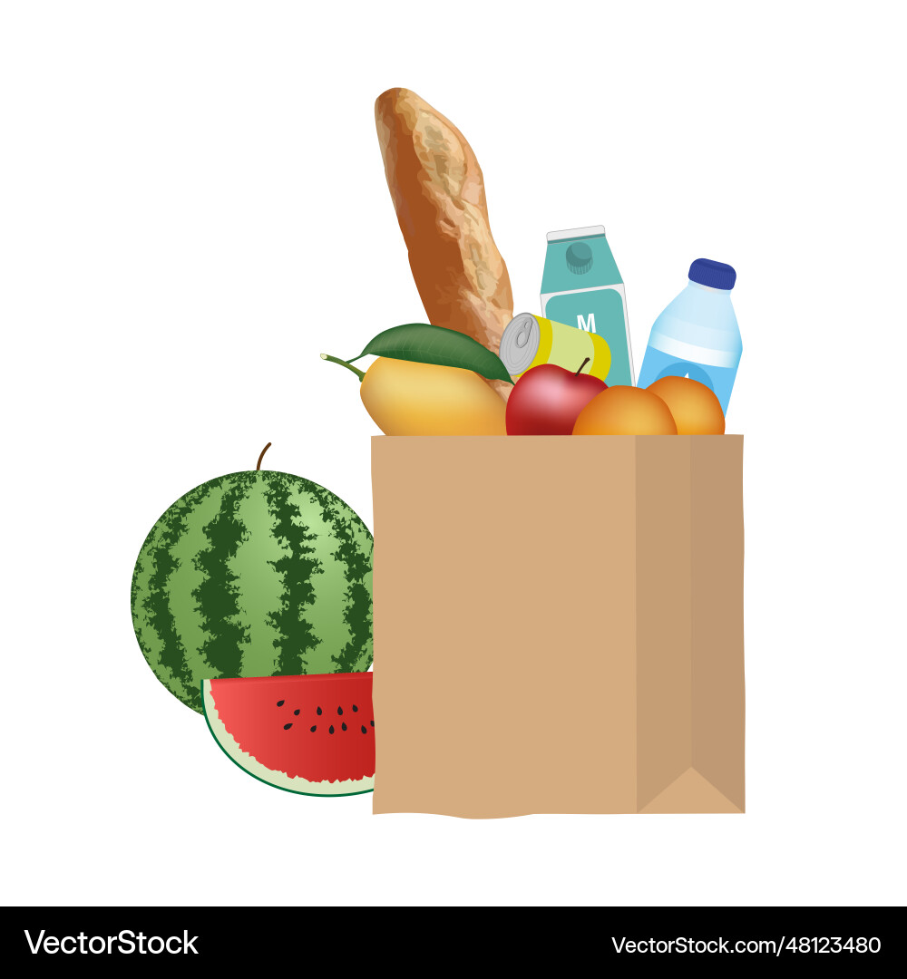 Paper bag food Royalty Free Vector Image - VectorStock