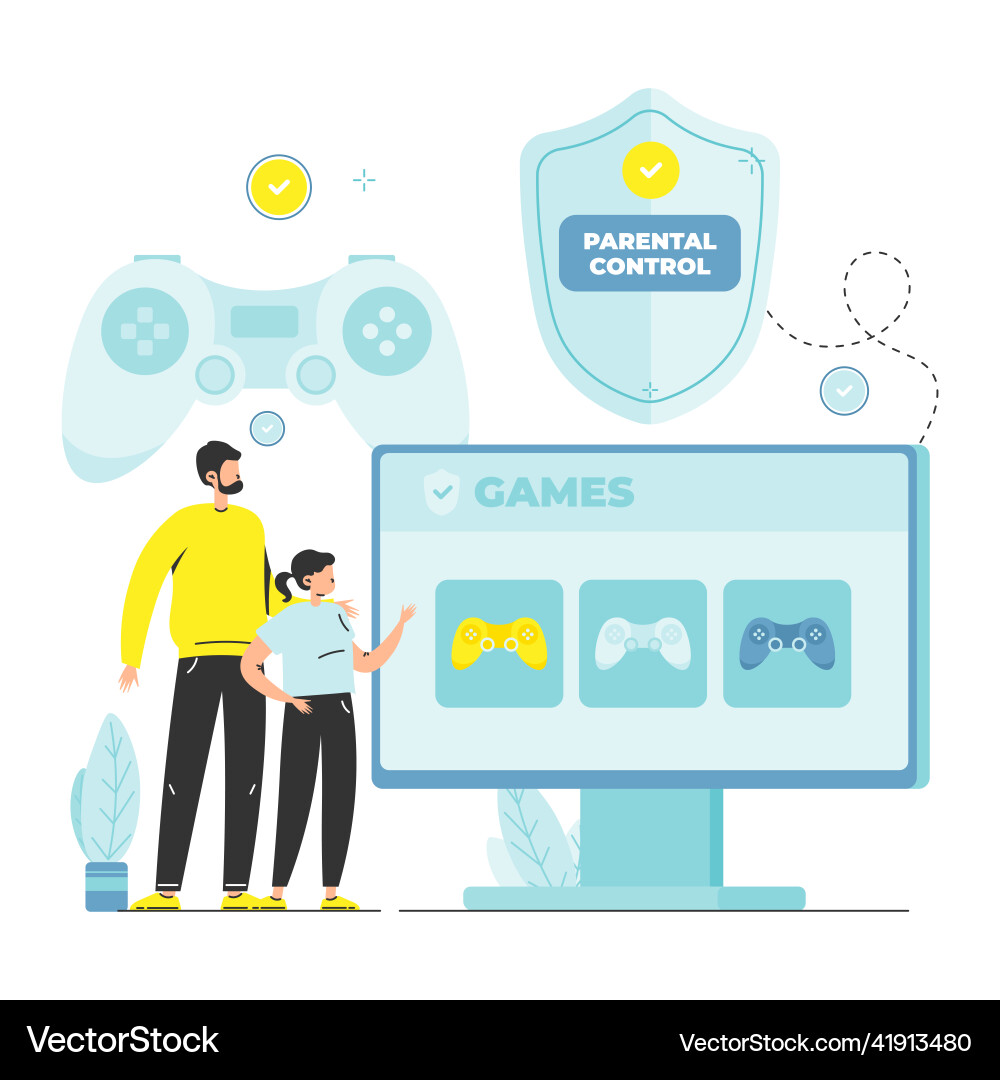 Parental control for kids gaming Royalty Free Vector Image