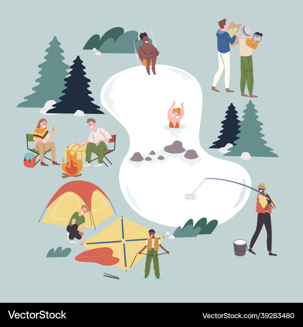 People doing different outdoor activity Royalty Free Vector