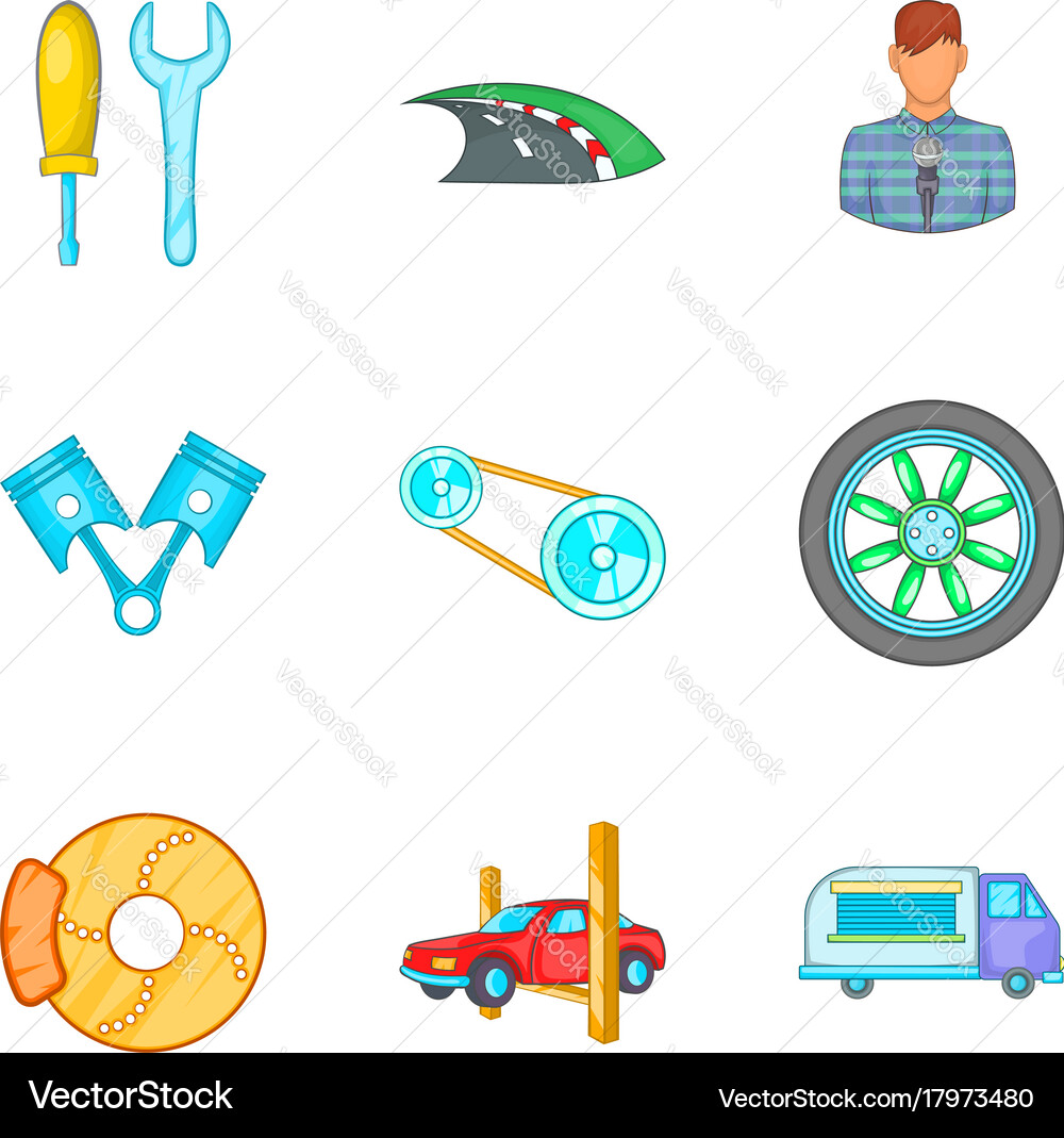 Roam icons set cartoon style Royalty Free Vector Image