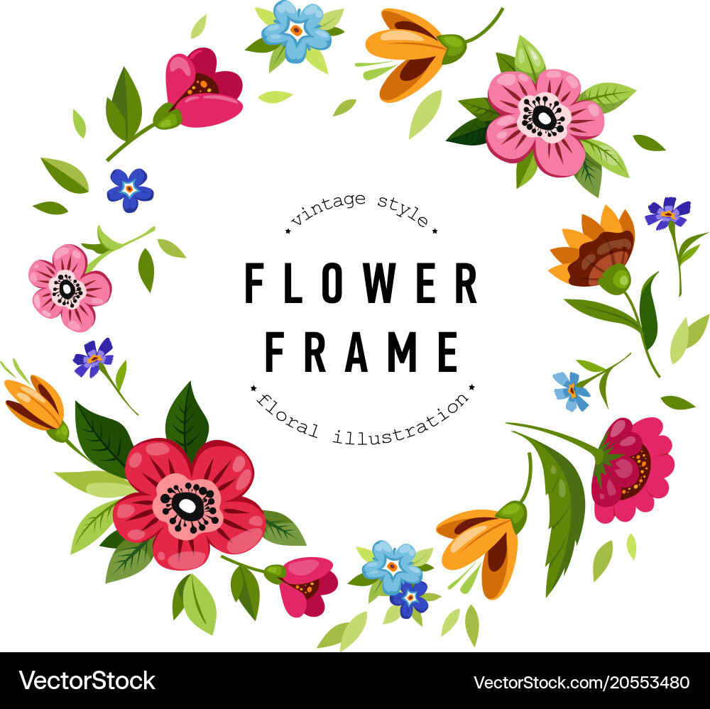 Round flower frame for invitation or greeting card