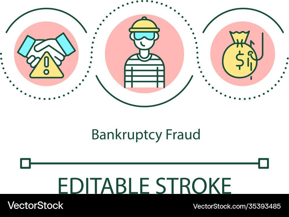 Bankruptcy fraud concept icon Royalty Free Vector Image