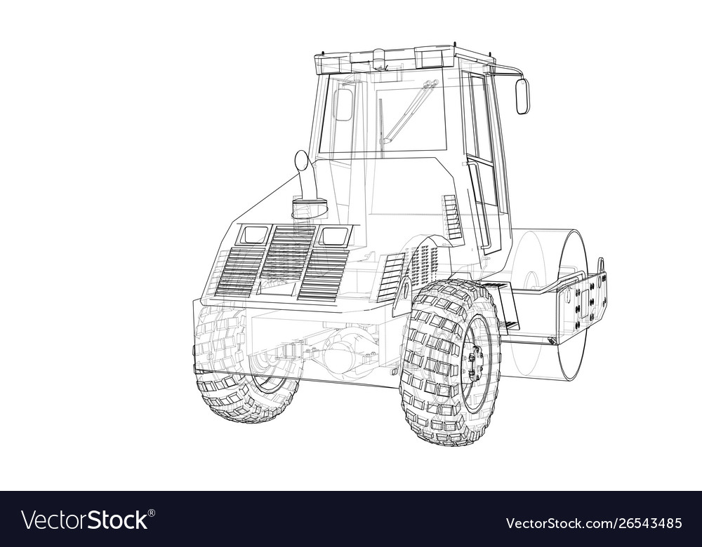 Construction machine asphalt compactor Royalty Free Vector