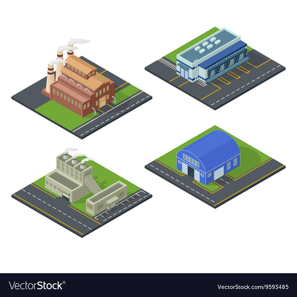 Isometric building set Royalty Free Vector Image