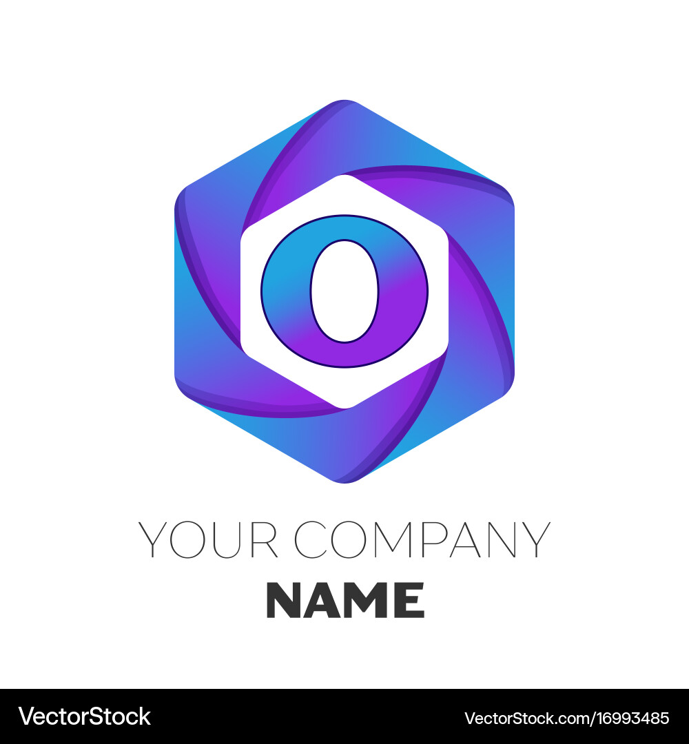 Letter o logo symbol on colorful hexagonal Vector Image