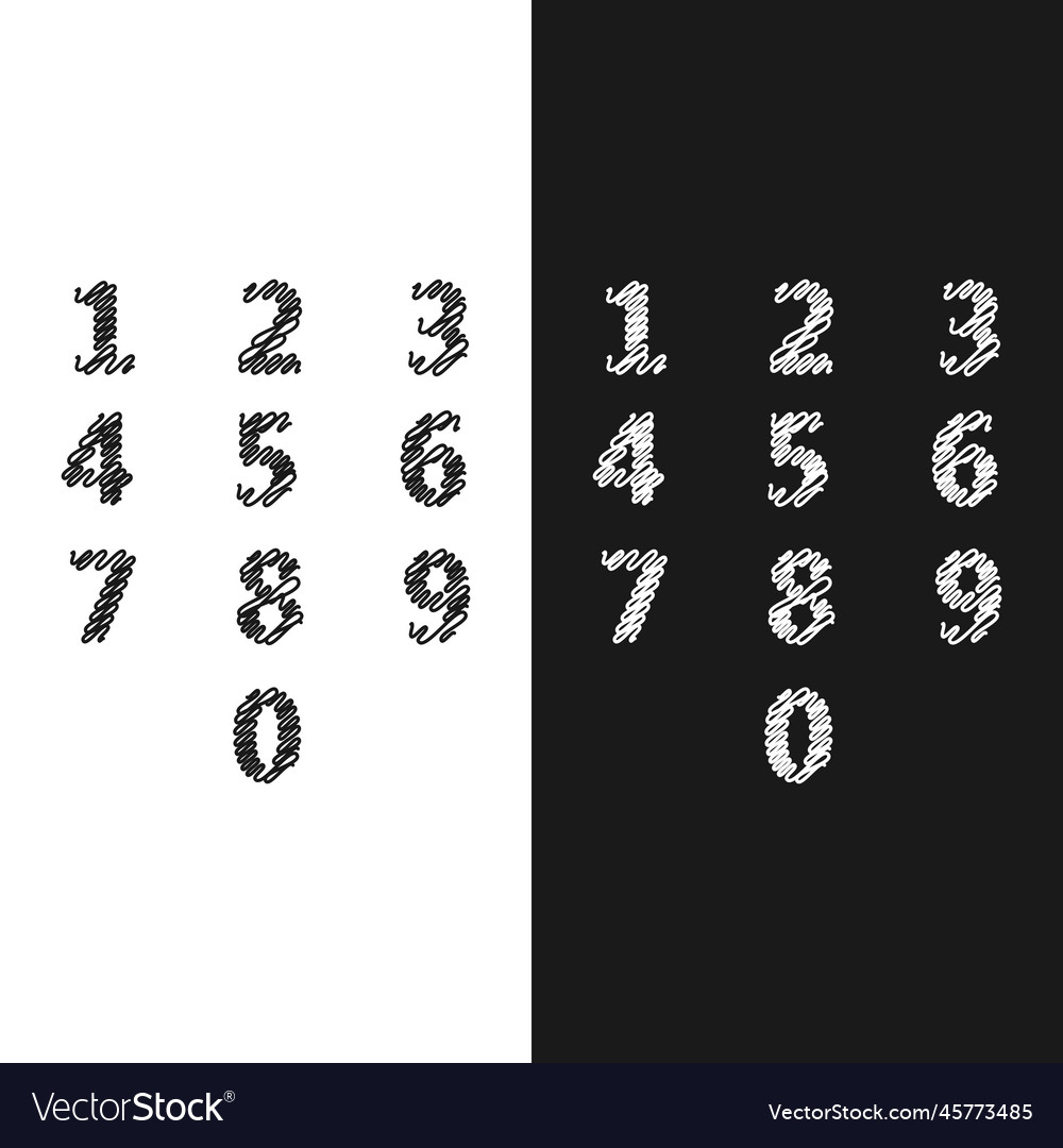 Number scribble icon set Royalty Free Vector Image