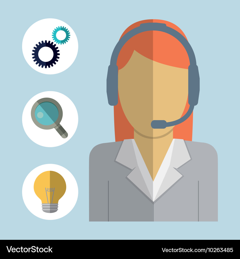 Operator woman call center service icon Royalty Free Vector