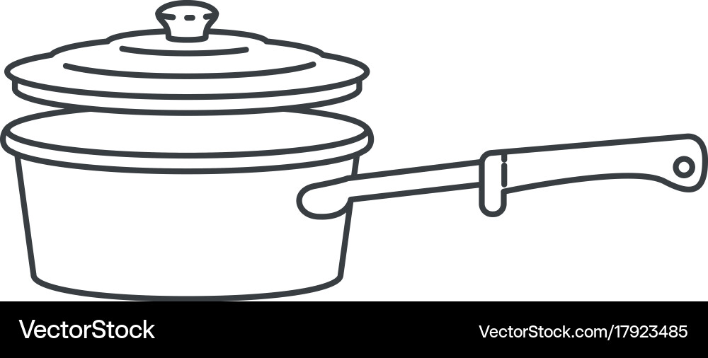 Pan with handle and lid monochrome silhouette Vector Image
