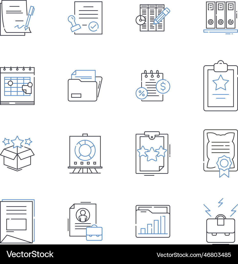Production paperwork line icons collection Vector Image