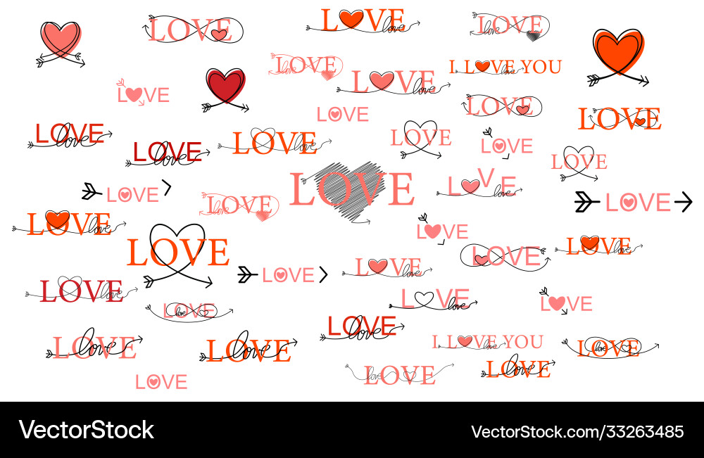 Romantic calligraphy hand drawn heart with words i