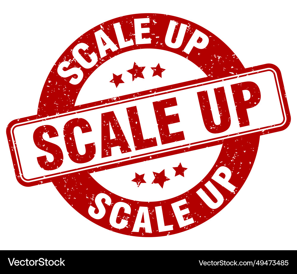 Scale up stamp label round grunge sign Royalty Free Vector