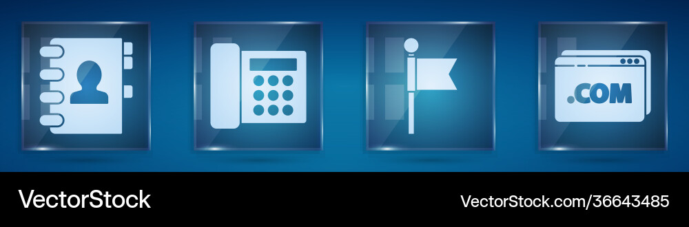 Set address book telephone location marker Vector Image