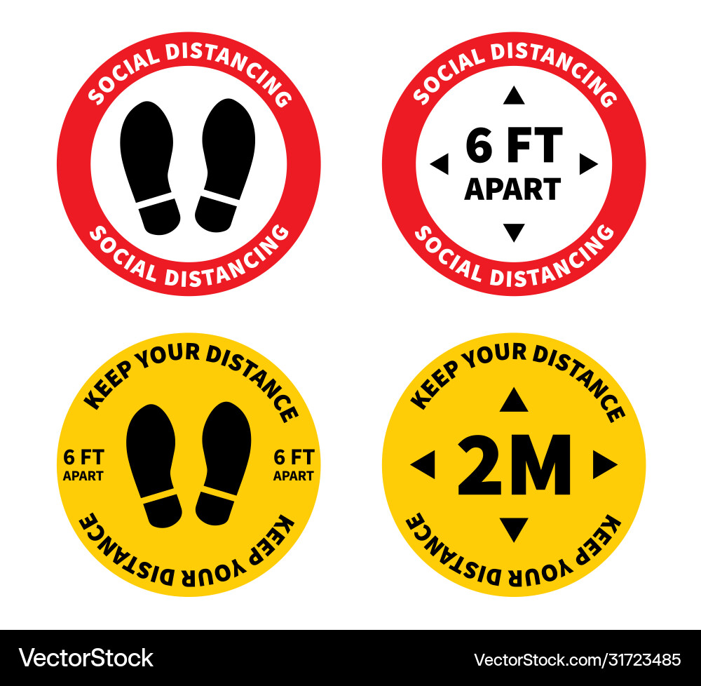 Social distancing footprint sign Royalty Free Vector Image