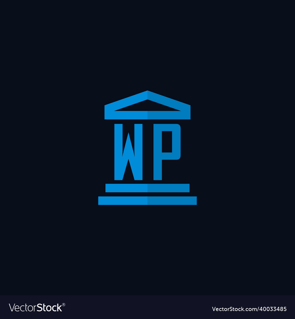 Wp initial logo monogram with simple courthouse Vector Image