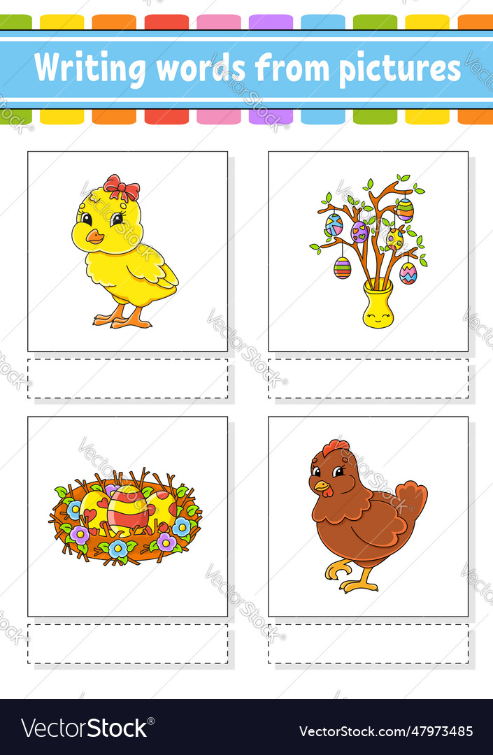 Writing words from pictures learn english Vector Image