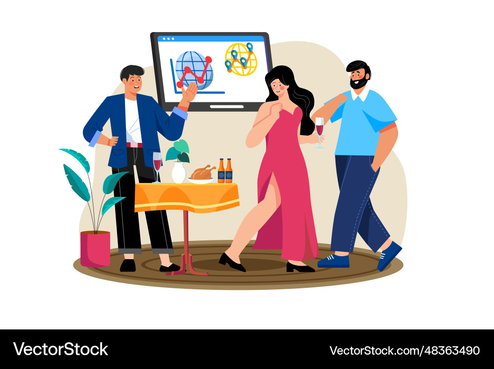 A company hosts networking event to meet Vector Image