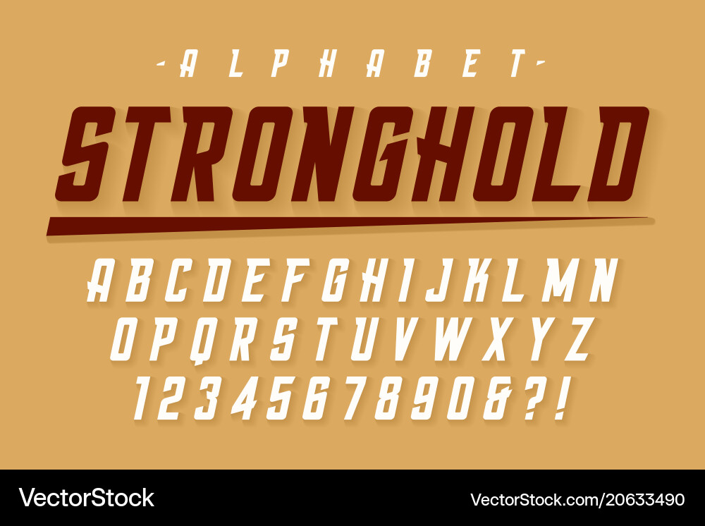 Condensed strong display font design alphabet Vector Image