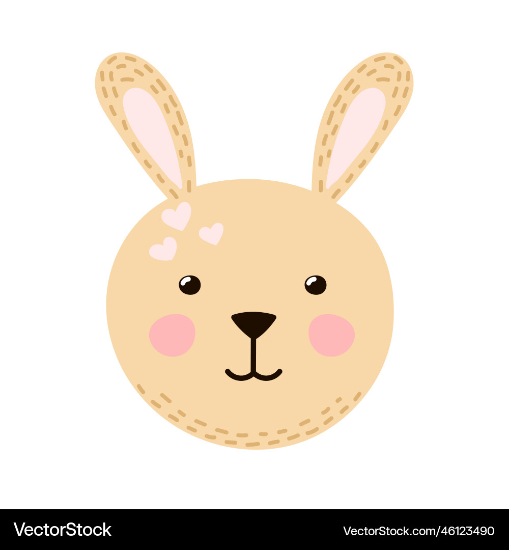 Cute rabbit face in cartoon style forest Vector Image