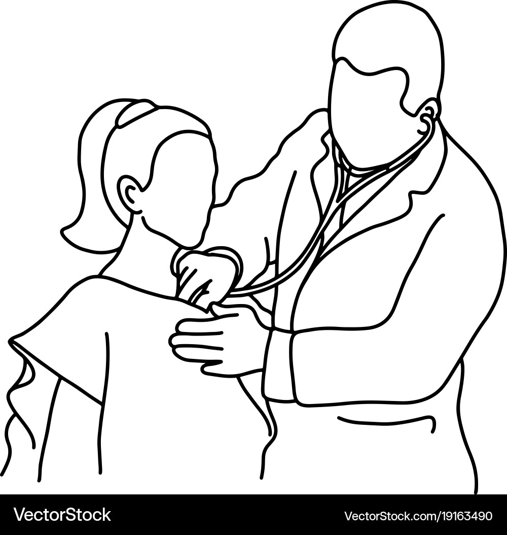 Doctor examining chest a patient Royalty Free Vector Image