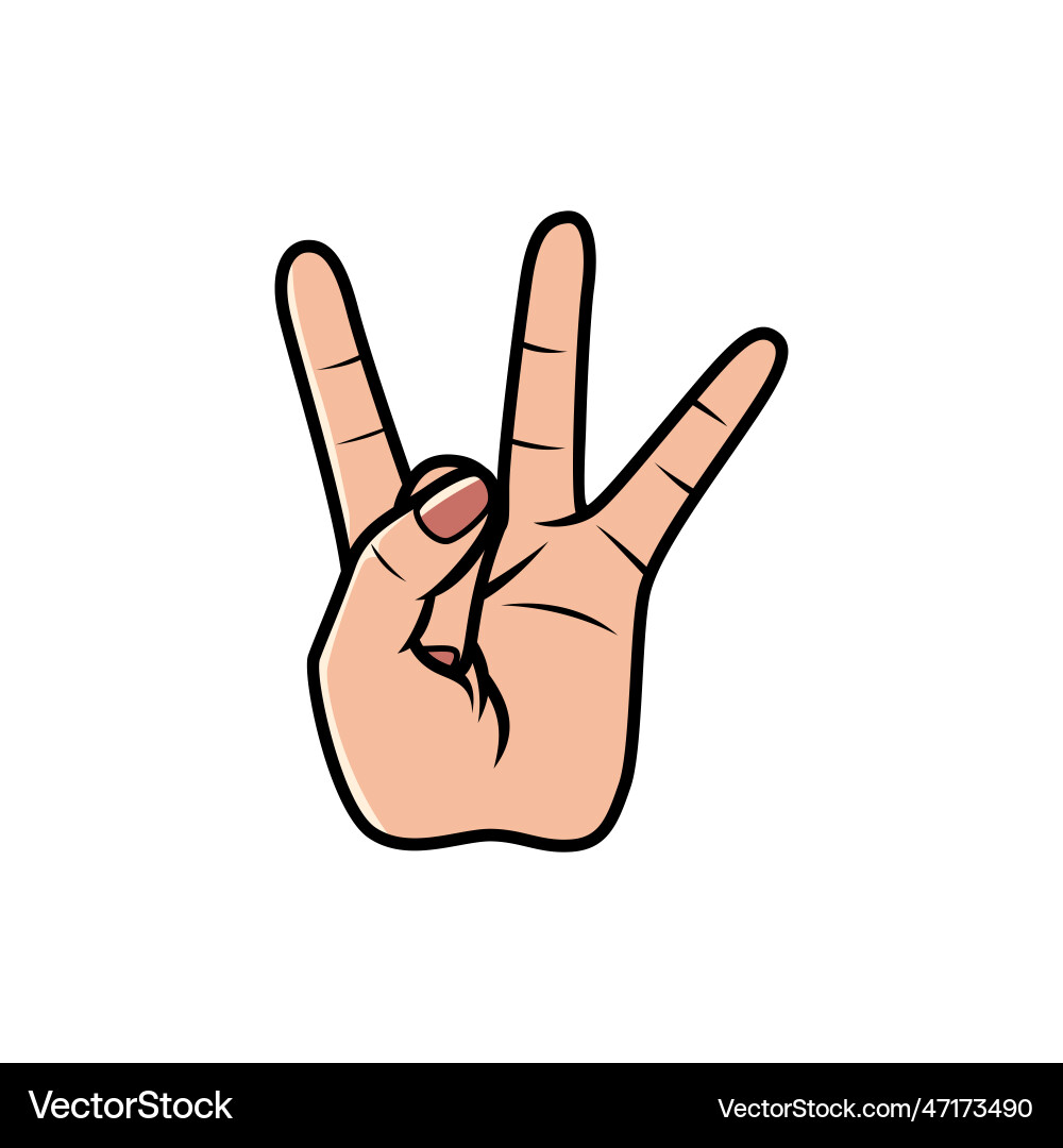 Eight finger hand sign isolated Royalty Free Vector Image
