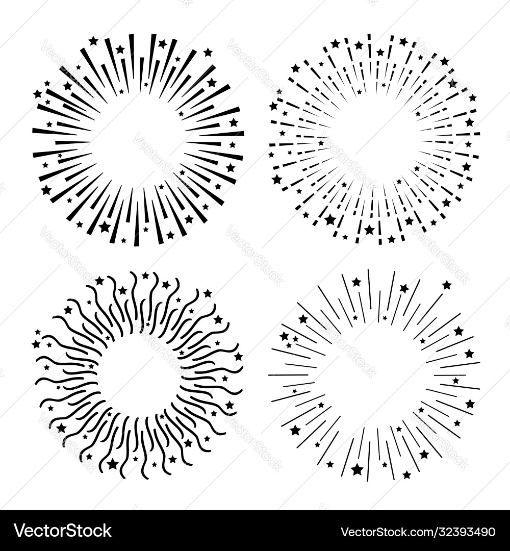 Festive fireworks star sparkle sunburst round Vector Image
