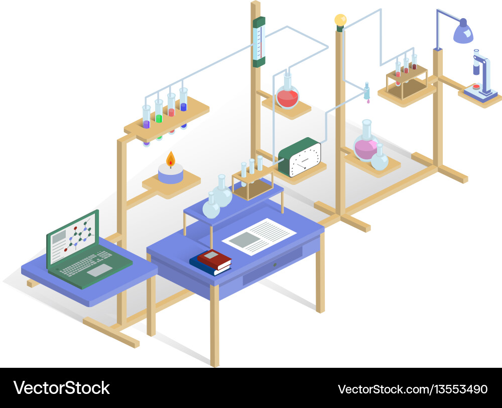 Laboratory research chemical isometric style Vector Image
