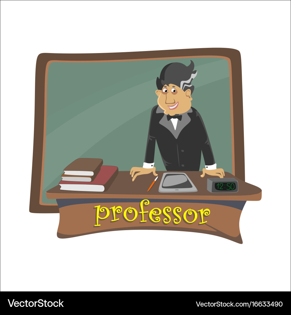 Professor near the blackboard with formulas Vector Image