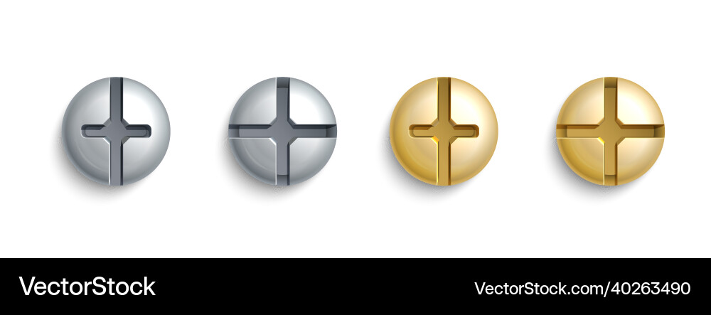 Realistic screw head stainless steel rivets Vector Image