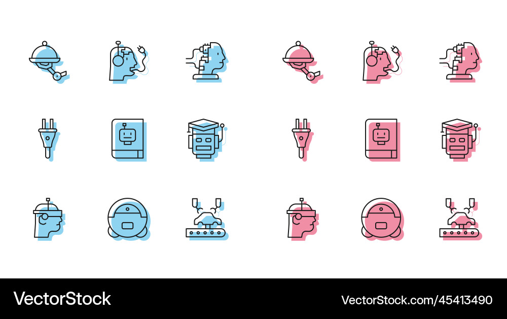Set line smart glasses robot vacuum cleaner Vector Image