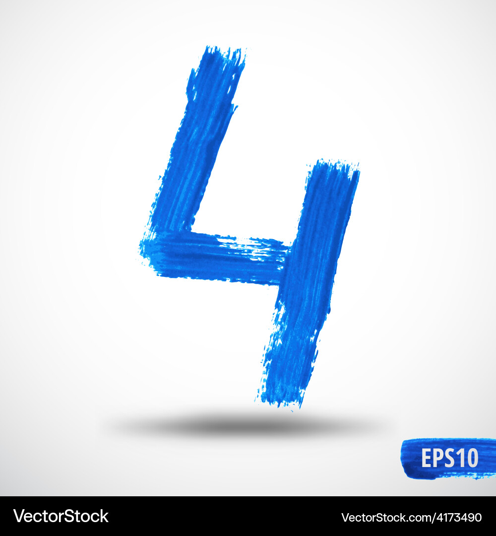 Watercolor four number grunge background Vector Image