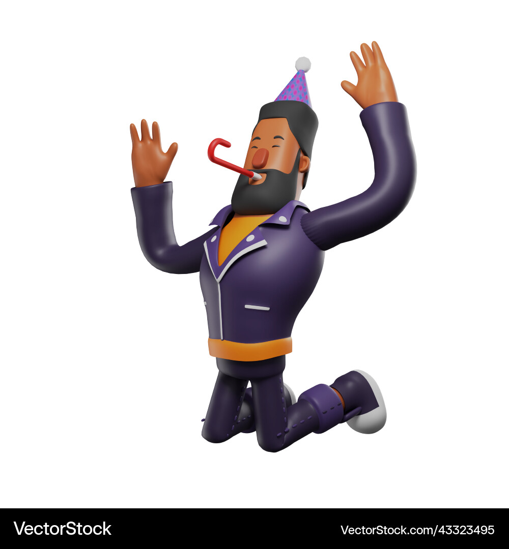 3d beard man cartoon design with funny poses Vector Image