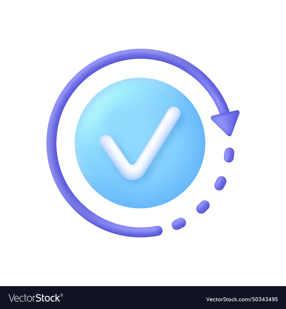3d checking process icon approved Royalty Free Vector Image