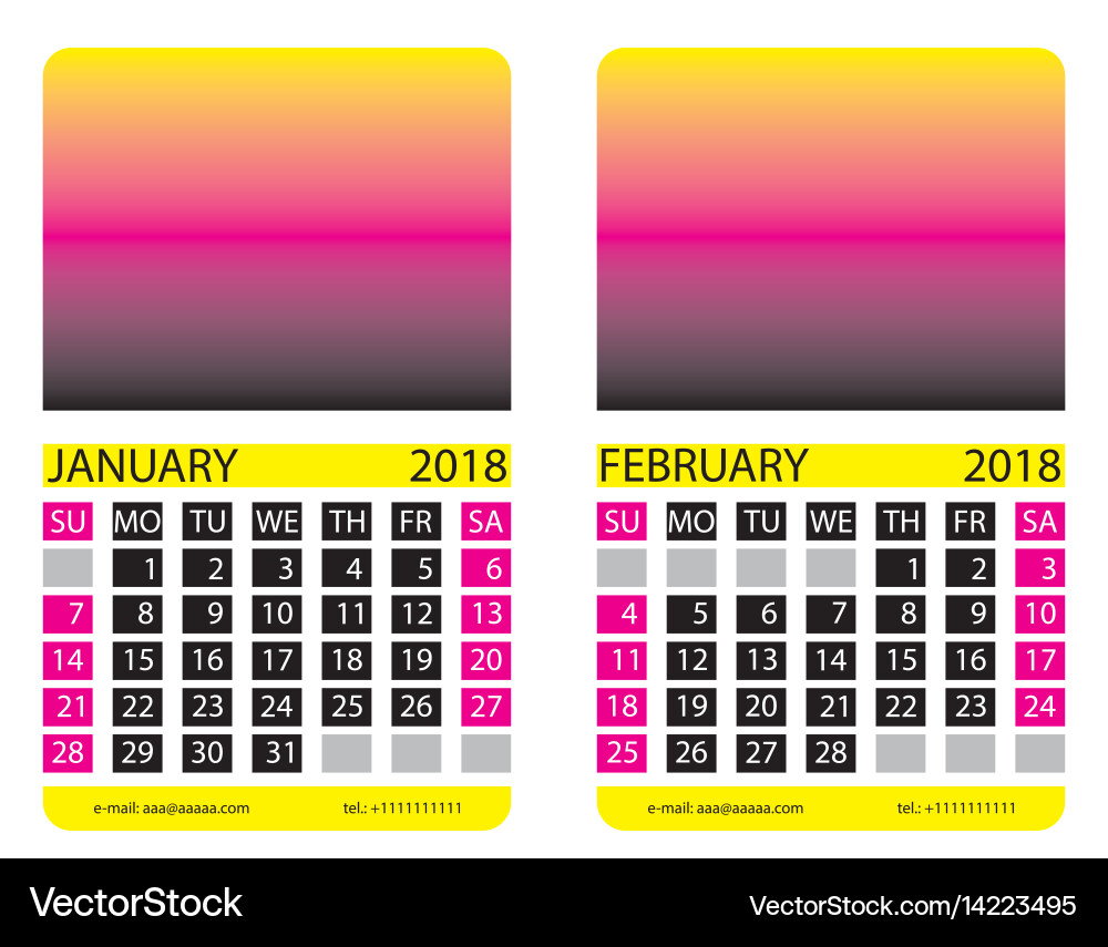 Calendar grid january february Royalty Free Vector Image