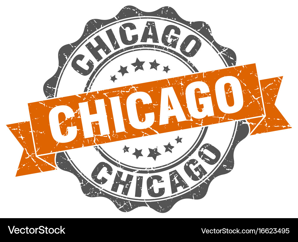 Chicago round ribbon seal Royalty Free Vector Image