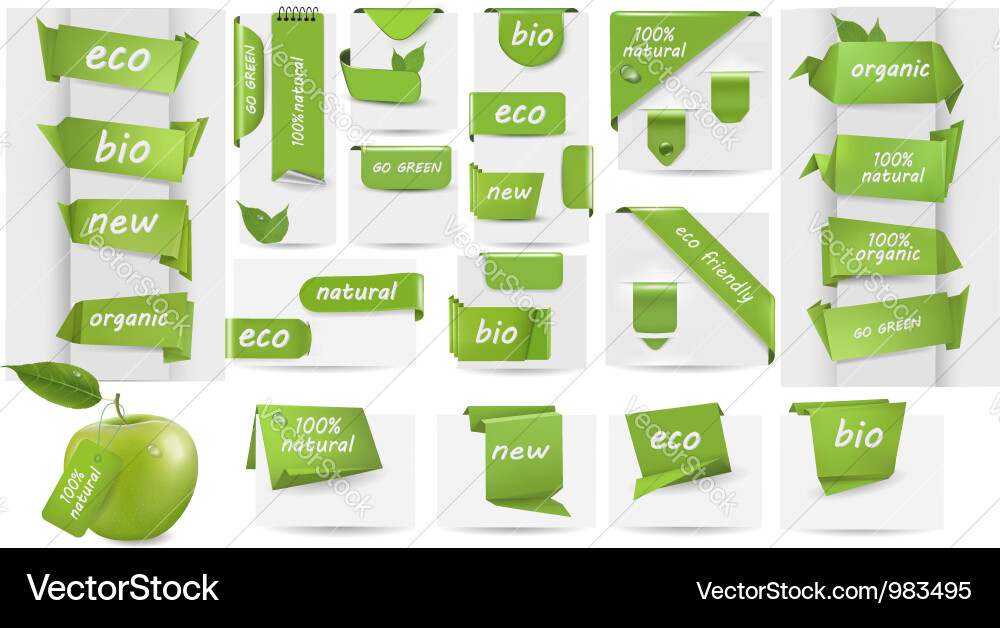 Collection with eco tags and labels stickers Vector Image